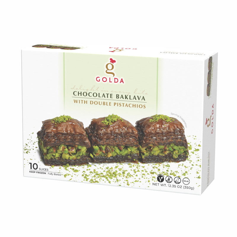 Golda Chocolate Baklava with Pistachios 12 oz – Golda Pastry